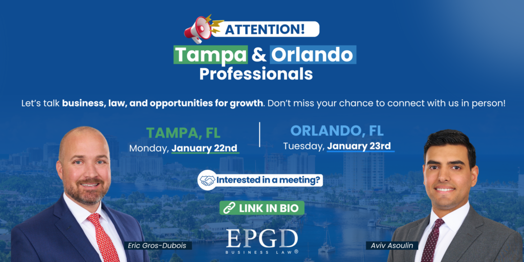 Save The Date - Tampa & Orlando - EPGD Business Law