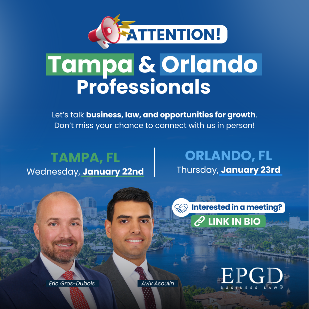 Save The Date - Tampa & Orlando - EPGD Business Law